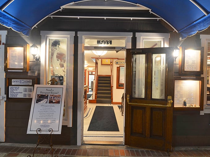 The entrance beckons like a portal to seafood nirvana, with menus temptingly displayed for sidewalk deliberation.