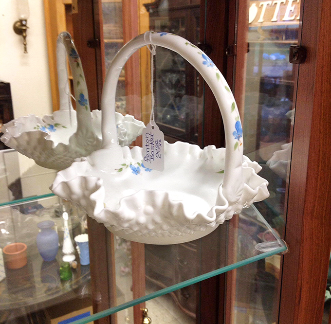 This delicate Fenton basket isn't just milk glass&mdash;it's someone's wedding gift from 1952 finding its second chapter in your china cabinet.