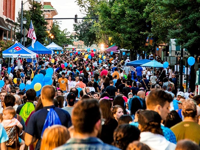 During the Get Downtown festival, Lynchburg's Main Street transforms into a vibrant block party where everyone's suddenly neighbors.