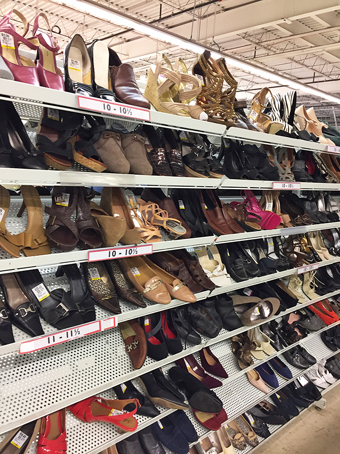 The shoe section offers a Cinderella moment for budget-conscious shoppers – designer heels and barely-worn boots just waiting for their glass slipper moment.