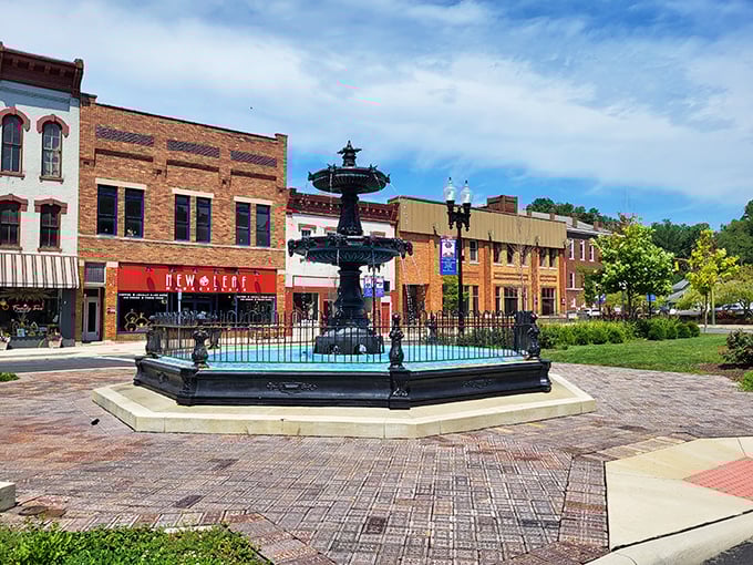 Downtown Nelsonville's historic fountain offers a perfect spot to reflect on your railway adventure while planning your inevitable return trip.
