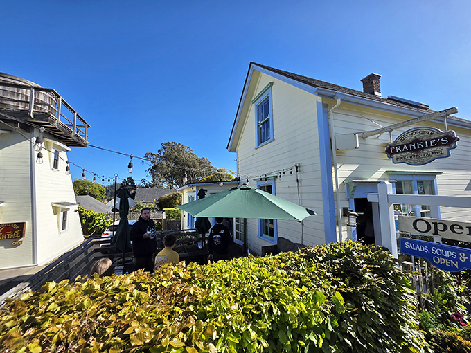Frankie's outdoor patio creates the perfect backdrop for leisurely lunches where time slows down and conversations flow as easily as the local wine.