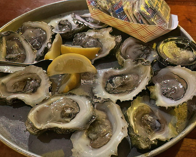 Fresh oysters on the half shell &ndash; briny treasures from the Gulf that taste like they were harvested minutes before serving.