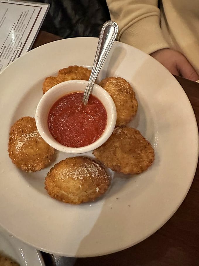 Fried ravioli&mdash;because regular ravioli wasn't indulgent enough. These golden pillows of joy are what happens when pasta decides to dress up for a night out.