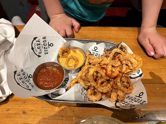 Fried calamari that defies the rubbery reputation&mdash;golden, crispy rings with dipping sauces worth fighting over.