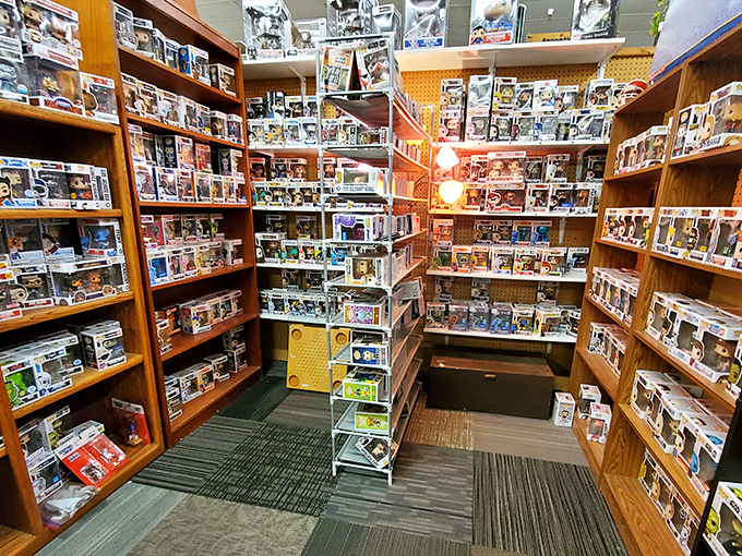 Pop culture heaven for collectors &ndash; walls of boxed figurines create a colorful shrine to movies, TV shows, and characters that defined generations.