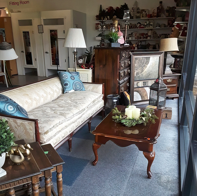 This elegant living room vignette proves that secondhand doesn't mean second-rate, with classic pieces awaiting their next chapter.