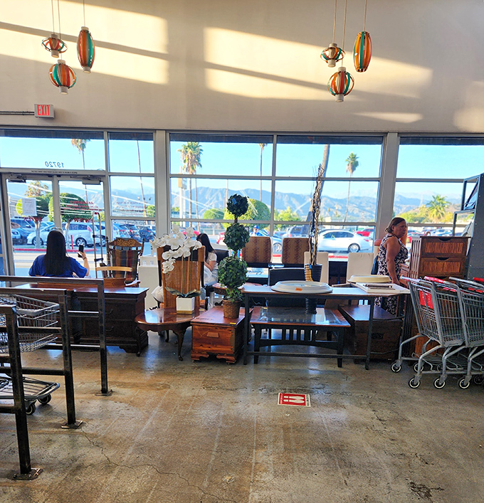 Furniture vignettes bathed in California sunshine. Those wooden pieces have stories to tell&mdash;and with a little TLC, they're ready for new chapters.