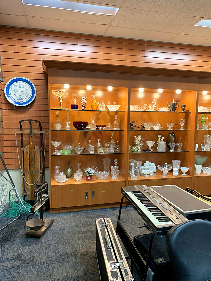 Crystal and glassware catching the light like forgotten jewels. Your grandmother would approve of these elegant finds.