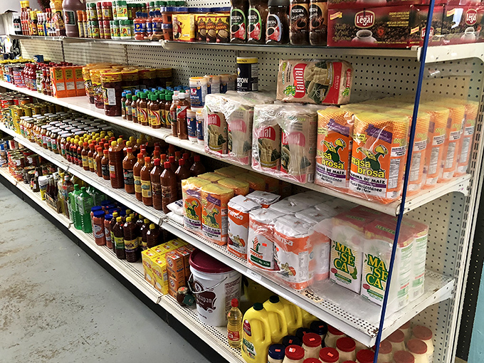 The international grocery aisle&mdash;where homesickness is cured one familiar bottle at a time. Every sauce tells a story of someone's grandmother's kitchen.
