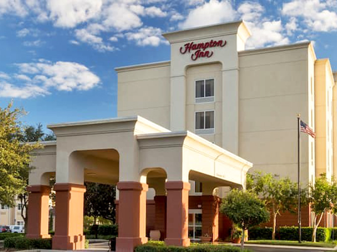 Even the Hampton Inn embraces Florida's architectural identity&mdash;because chain hotels here know they're in a town with standards.