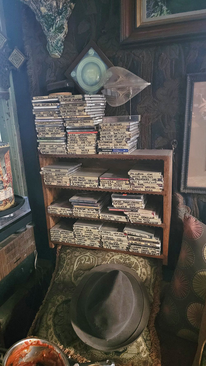 A meticulously labeled music collection that would make any vinyl enthusiast weep with joy. Organization meets obsession in the most beautiful way.