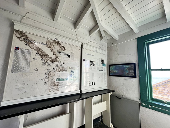 Inside the lighthouse, maritime history unfolds on weathered walls, telling tales of shipwrecks, heroism, and really uncomfortable living quarters.