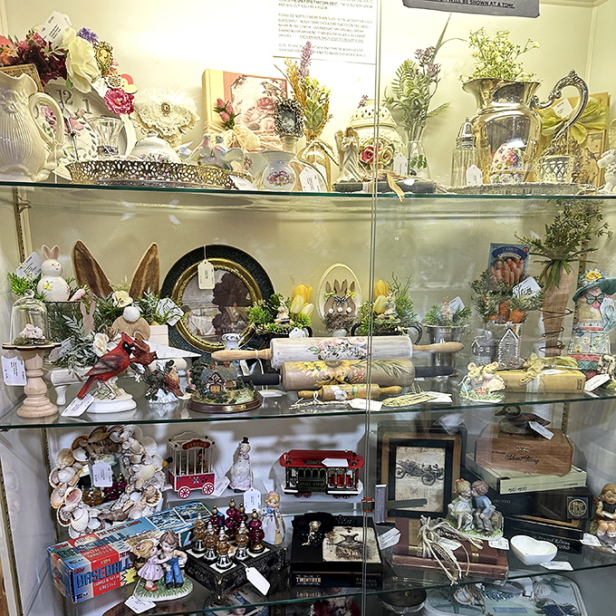 This glass cabinet is where childhood memories and collector dreams collide. Spot anything your grandmother displayed in her china cabinet?