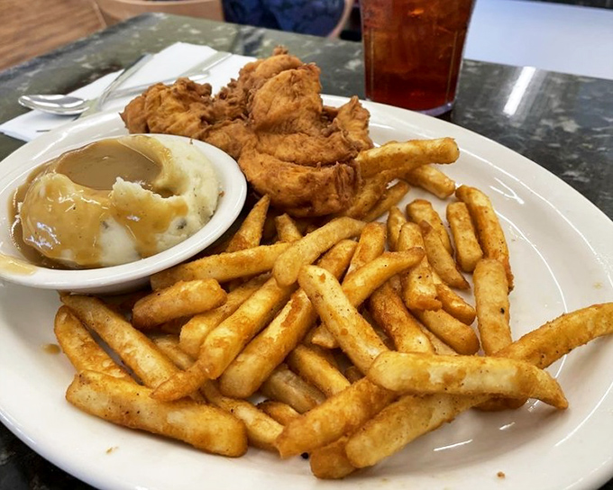 Chicken tenders, mashed potatoes, and gravy&mdash;comfort food that doesn't need a backstory, just a fork and your undivided attention.