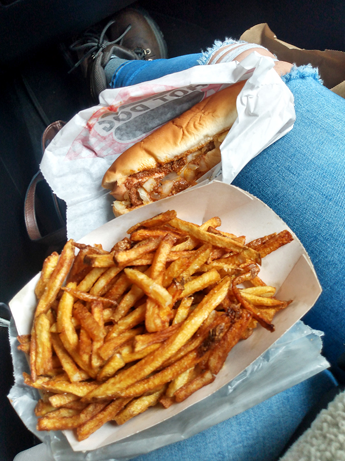 Car dining at its finest&mdash;the steering wheel becomes your table and every bite tastes better with a dashboard view.