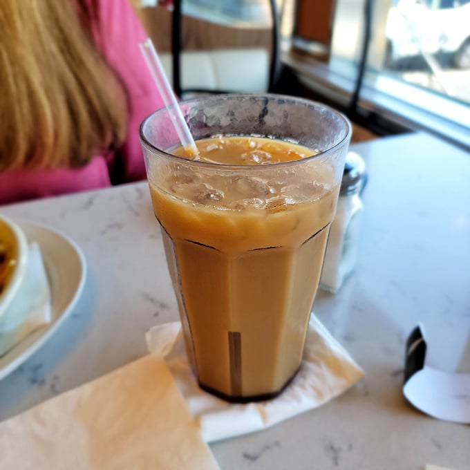 Iced coffee so perfectly balanced it could teach a masterclass on the art of caffeine delivery systems for warm Pennsylvania days.