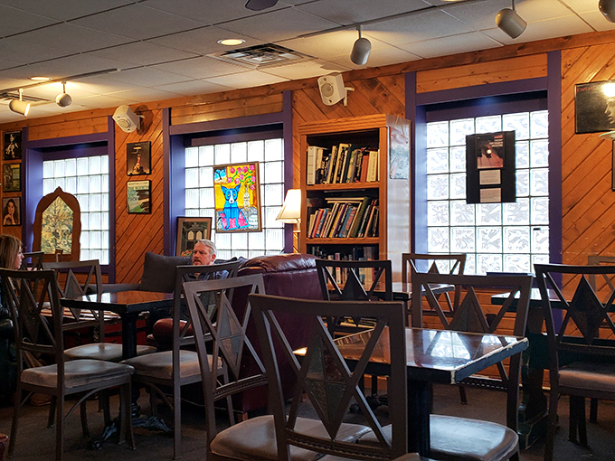 Bookshelves and local art transform this space into Akron's coziest cultural hub with coffee.