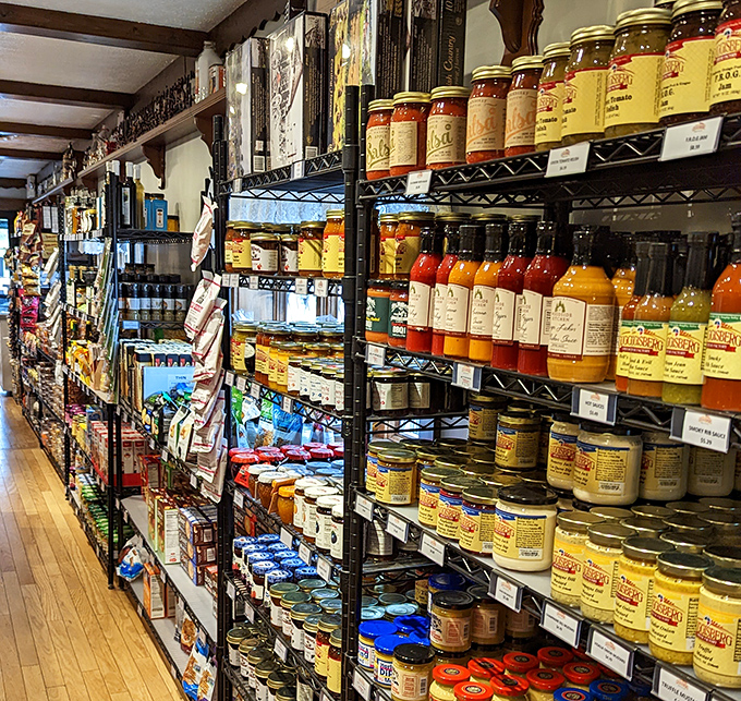 The condiment aisle: where jams, jellies, and sauces compete for the honor of accompanying your cheese selection home. A supporting cast of flavor stars.