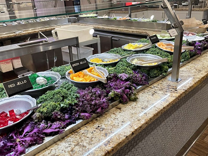 The dessert station's jello rainbow&mdash;where adults can reconnect with childhood joy while pretending they're just getting it for the kids.