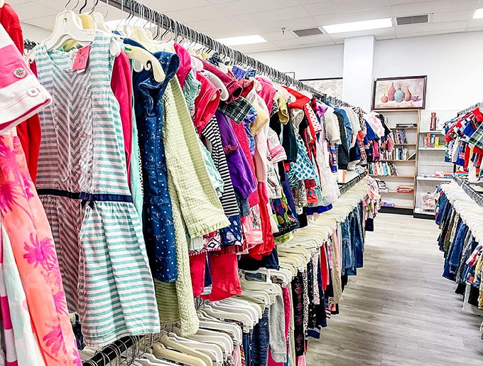 Tiny fashionistas start here! The children's clothing section offers brand-name duds at prices that won't make you weep when they're outgrown in weeks.