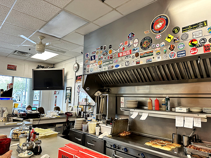 The open kitchen design means you can watch breakfast artists at work, turning ordinary ingredients into morning masterpieces.