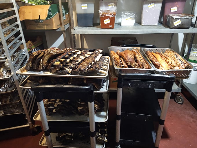 Behind the scenes, the kitchen reveals the secret to those perfect steaks&mdash;racks of meat aging to perfection like fine wine, only much more delicious with garlic butter.