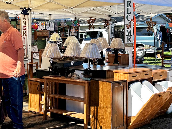 Illuminating finds! These handcrafted lamps could brighten any Wisconsin cabin, proving country charm never goes out of style.