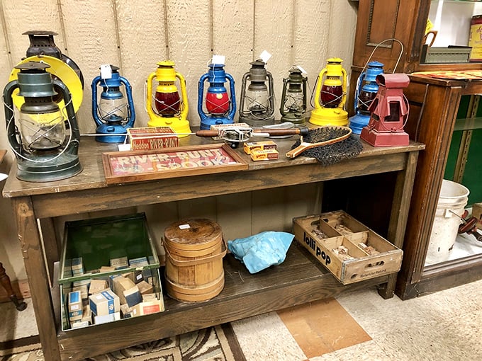 Oil lamps that once illuminated farmhouse kitchens now stand ready for their second act. When the power goes out, you'll be the prepared one.