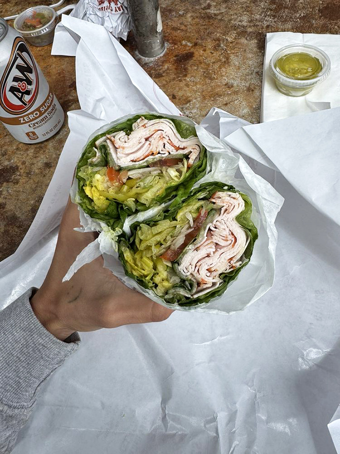 For those counting carbs but not joy, the lettuce wrap offers a crisp alternative that doesn't skimp on the good stuff.