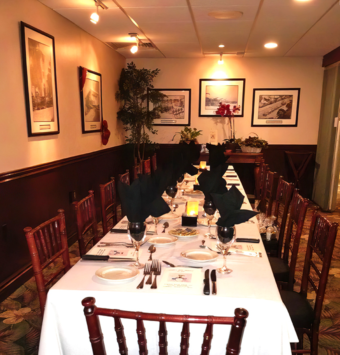 The private dining area—where family gatherings become legendary and business deals are sealed with dessert rather than handshakes.