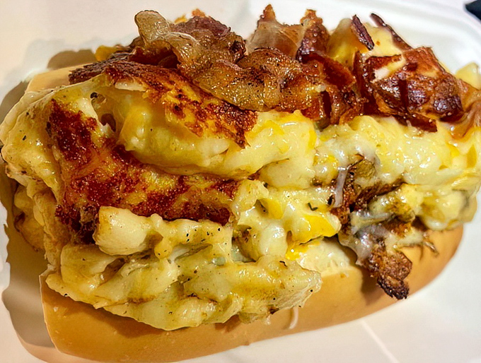 The Mac and Cheese Dog&mdash;where two comfort food classics stop competing and start collaborating in a carb-loaded masterpiece.