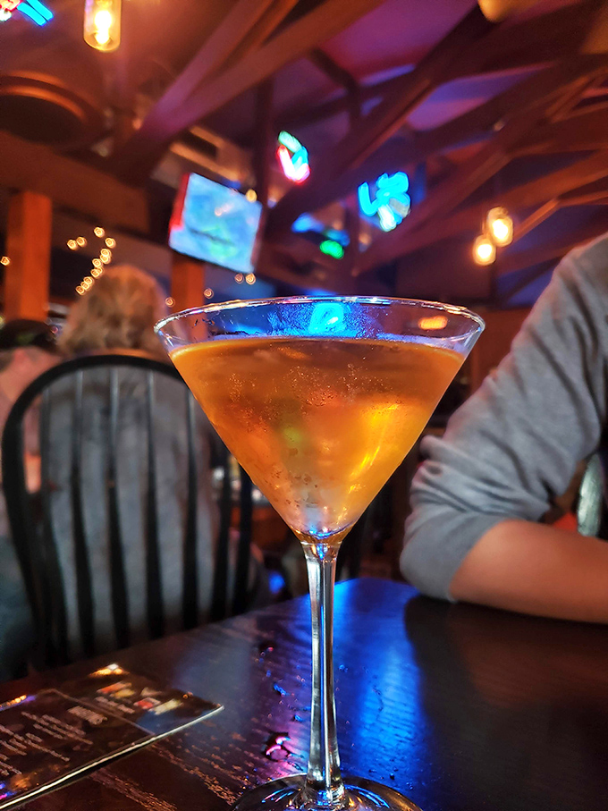 A Manhattan that glows with amber promise under the bar lights&mdash;proof that classic cocktails never go out of style. 