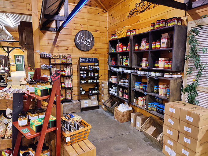 "Ciao!" says the rustic pantry section, where specialty foods stand ready to transform your Tuesday dinner into a countryside feast worth remembering.