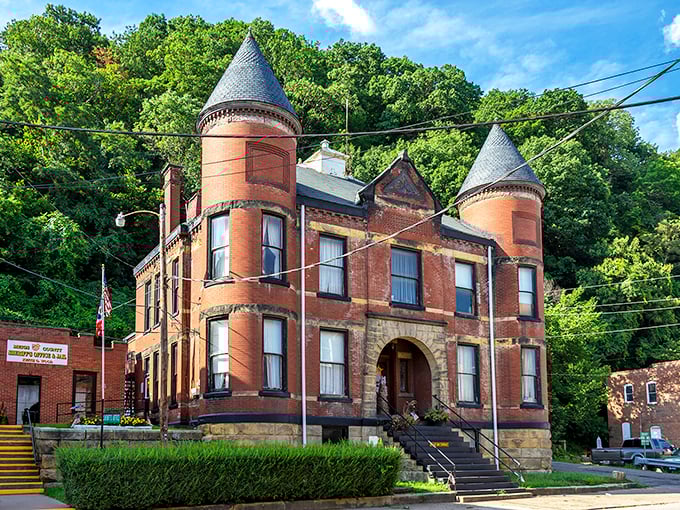 The old Meigs County Jail looks like it belongs in a fairy tale, if fairy tales featured Victorian brick towers and incarceration.
