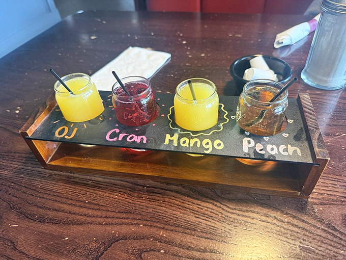 A mimosa flight that turns any meal into a special occasion, featuring flavors that dance across your palate.