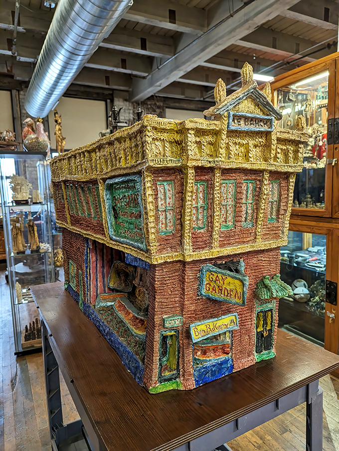 This miniature architectural marvel showcases the incredible craftsmanship that went into even the smallest decorative pieces of yesteryear.