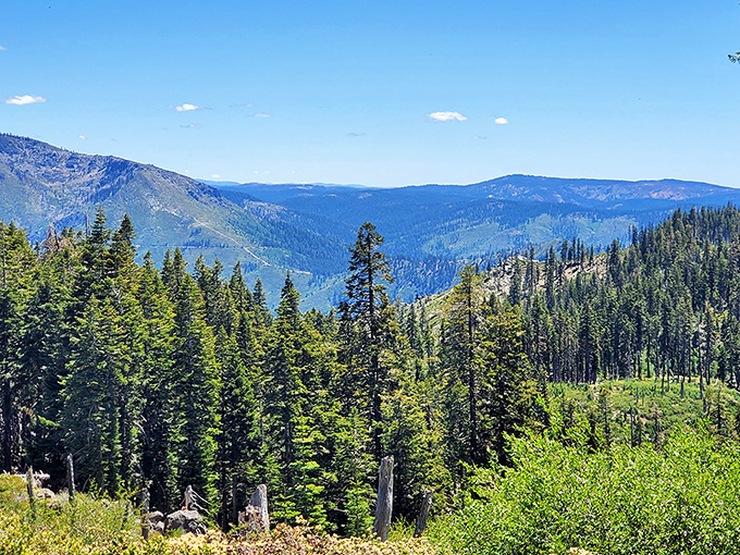 The kind of panoramic mountain vista that makes smartphone cameras admit defeat. No filter necessary when Mother Nature does the decorating.