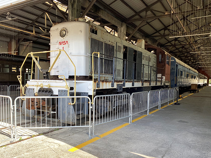 NASA's contribution to railroad history surprises many visitors &ndash; this locomotive once hauled rocket components that would eventually reach for the stars.
