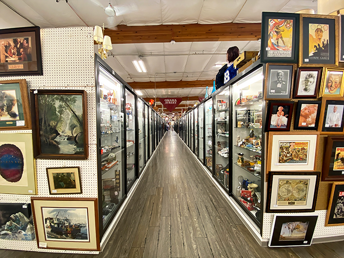 The Prescott Street section offers a perfectly framed view down memory lane, where art and collectibles compete for your attention and wallet.