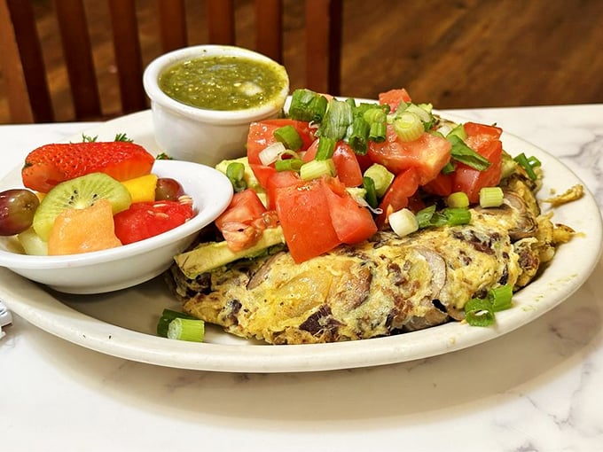 This isn't just an omelette&mdash;it's a colorful celebration wrapped in eggs with a side of California sunshine.