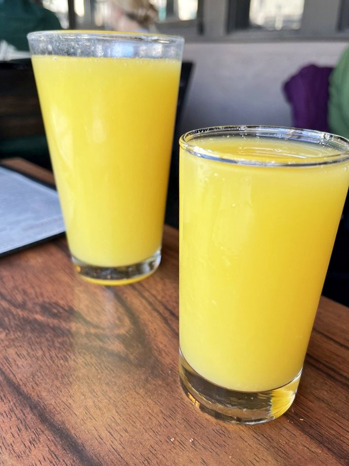 Fresh-squeezed sunshine in a glass. Two orders means twice the vitamin C, or so I tell myself as justification.