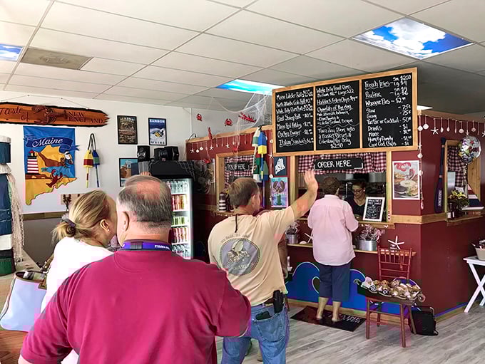 The heart of the operation&mdash;where seafood dreams are ordered, prepared, and sent out to make memories.