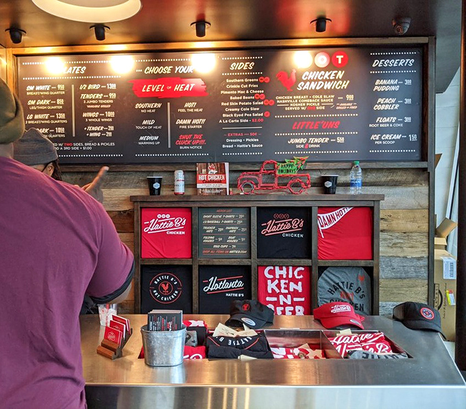 The merchandise wall&mdash;where you can take home a souvenir that doesn't require refrigeration. Though the t-shirts might still be spicy.