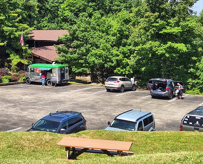 Don't judge an adventure by its parking lot. Beyond this ordinary asphalt lies an extraordinary underground kingdom.