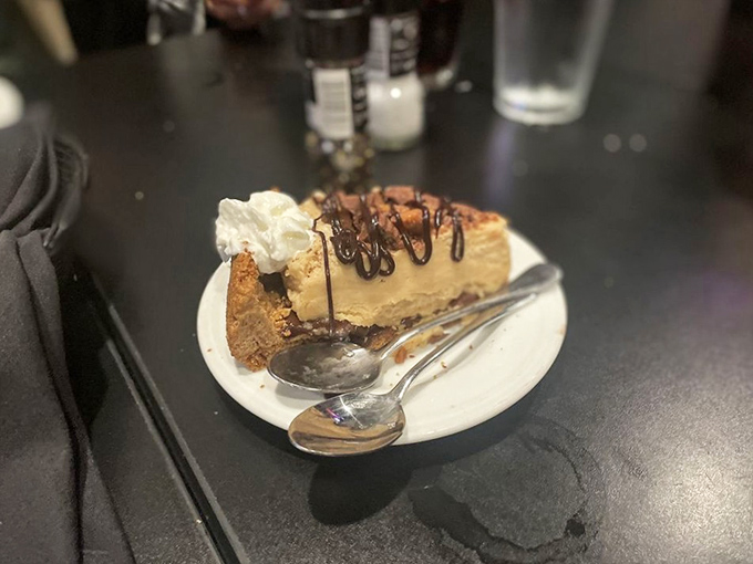 The peanut butter pie finale&mdash;where chocolate drizzle meets whipped cream in a dessert so good you'll contemplate ordering a second slice.