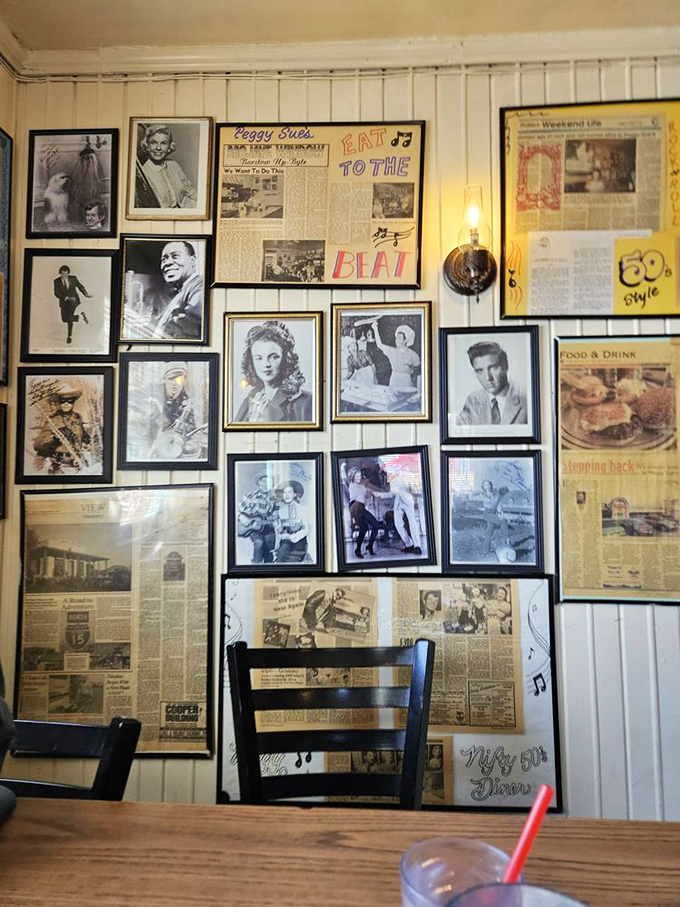 Not just decoration&mdash;this wall is a crash course in American pop culture history that pairs perfectly with your meatloaf special.