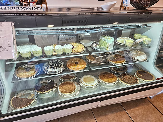 The pie case at Judy's is like a museum of American comfort&mdash;each perfectly crimped crust housing a different sweet masterpiece waiting for its moment.