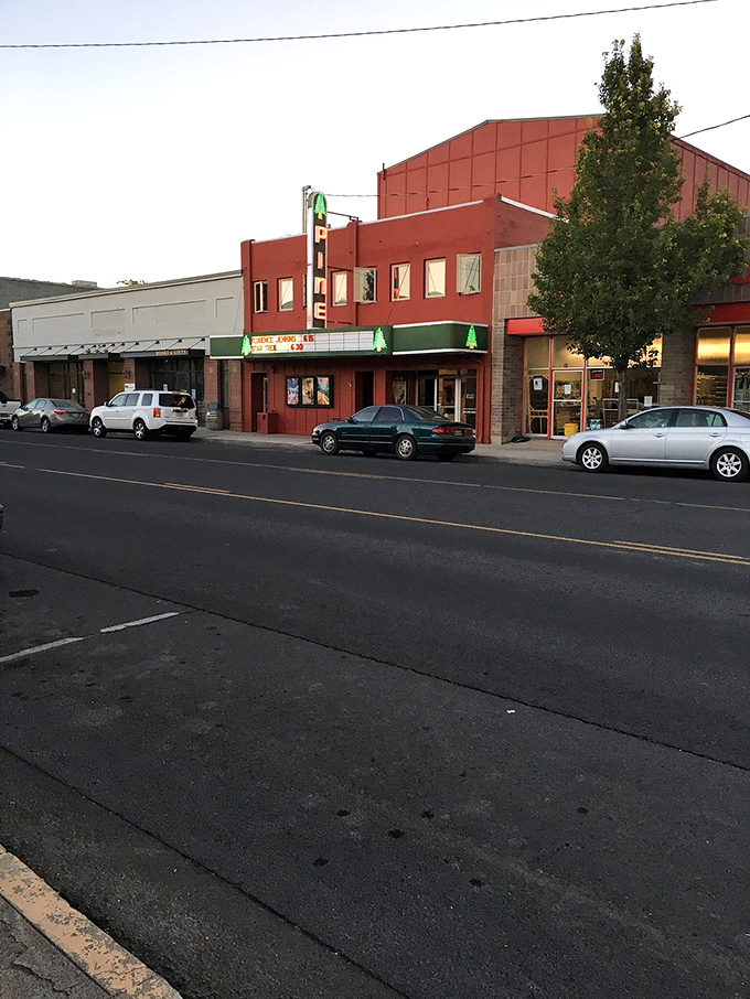The Pine Theater's vintage marquee glows with small-town charm. Where movie night still feels like an event worth dressing up for. 