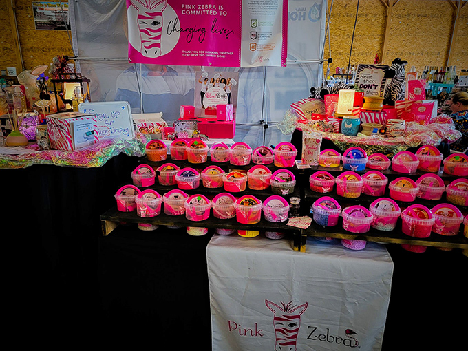 Pink Zebra's colorful display proves that scents and sensibility go hand-in-hand at this fragrance vendor's eye-catching booth. 